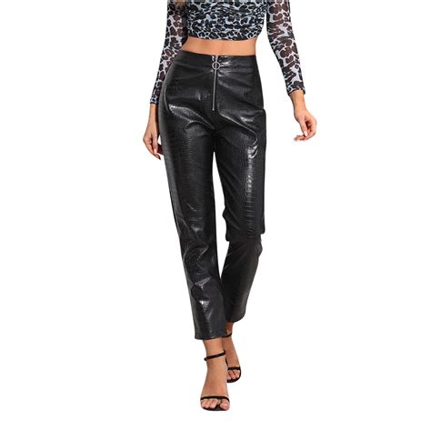 Xflwam Womens High Waist Faux Leather Leggings Skinny Pu Elastic