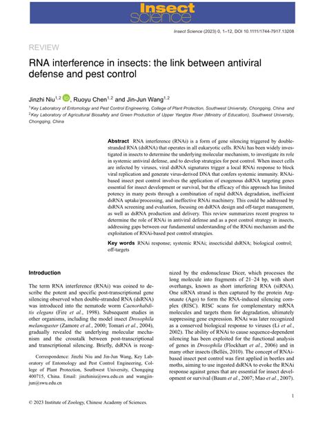 Pdf Rna Interference In Insects The Link Between Antiviral Defense