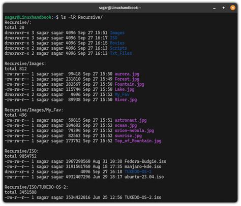 use ls command recursively