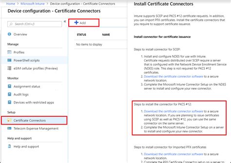 use private and public key certificates in microsoft intune azure