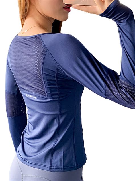 Long Sleeve Breathable Workout Tops For Women Activewear Quick Drying