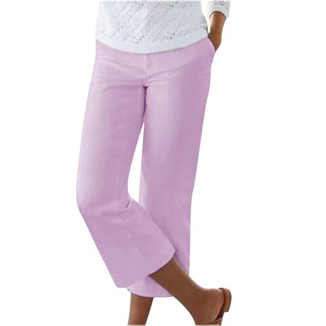 Blvb Womens Summer Casual Capri Pants Loose High Waist Wide Leg Pants