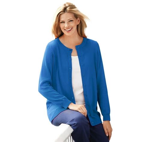 Woman Within Womens Plus Size Perfect Long Sleeve Cardigan Sweater