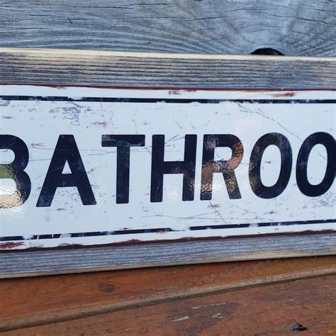 Wood Bathroom Sign Etsy