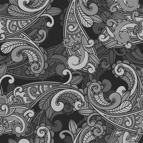 Vector Seamless Monochrome Paisley Pattern — Stock Vector © Makarova