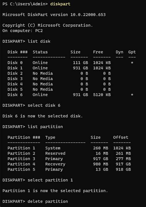 delete protected partitions in windows using command prompt