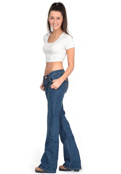 New Womens Hipster Low Rise Bootcut Flared Jeans Blue Bellbottom Denim
