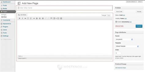 hostknox wordpress page form settings tutorial