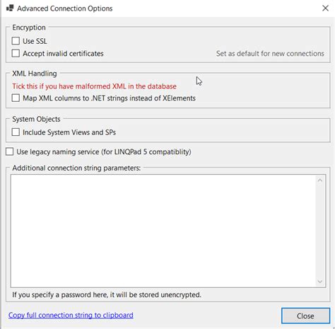 linqpad 6 connecting to sql server 2019 docker got the
