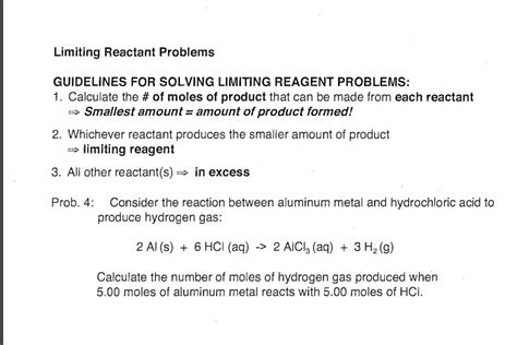 Solved Limiting Reactant Problems Guidelines For Solving