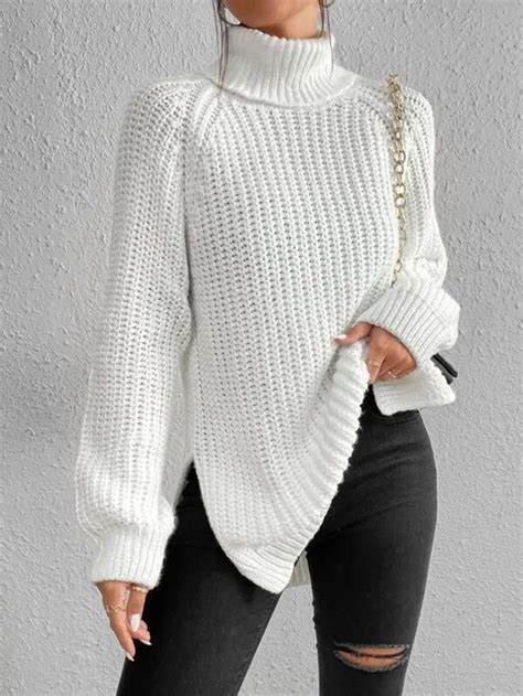 Oversized Knitted Sweater Women Autumn Winter Casual Turtleneck
