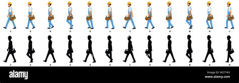 handyman walk cycle animation sequense vector loop animation sprite