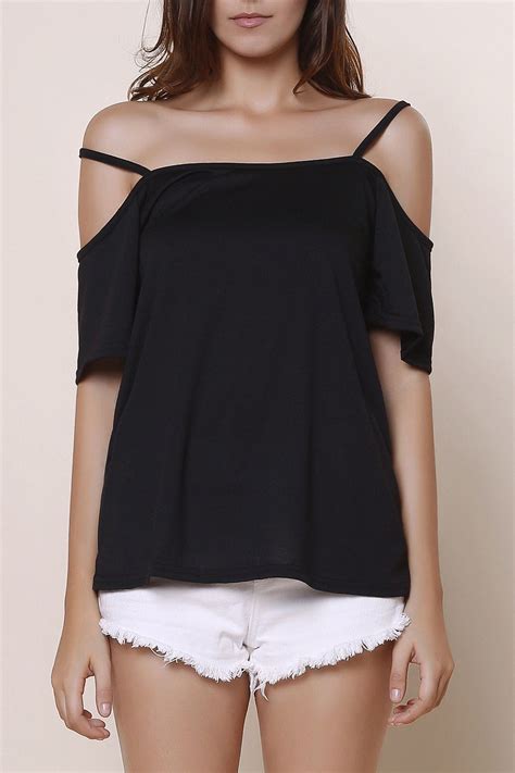 2018 Sexy Spaghetti Strap Solid Color Short Sleeve T Shirt For Women In