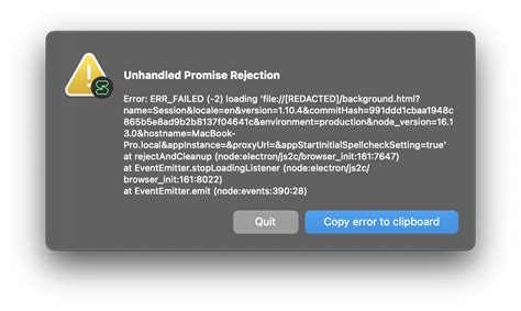 unhandled promise rejection · issue 2627 · oxen io session desktop