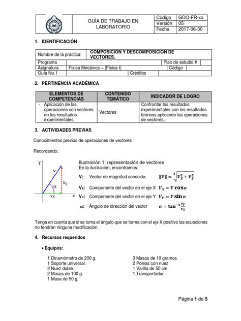 Guia 1 ComposiciÓn Y DescomposiciÓn De Vectores V5 Pdf Pdf Vector