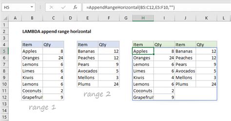 lambda append range horizontal excel formula exceljet