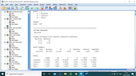 how to interpret the model summary using hayes process model 1