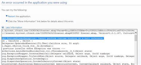 javascript cannot perform runtime binding on a null