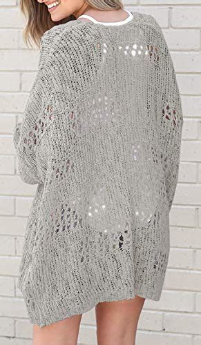 Mafulus Womens Crochet Cardigan Kimono Boho Long Sleeve Lightweight