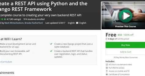 [100 off] create a rest api using python and the django