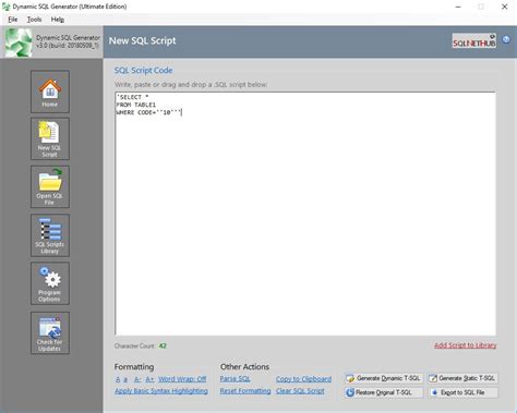 dynamic sql generator convert static sql server scripts