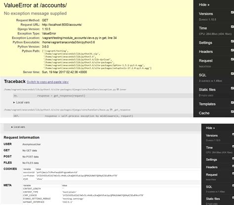 python django safe to store debugging data in request meta stack