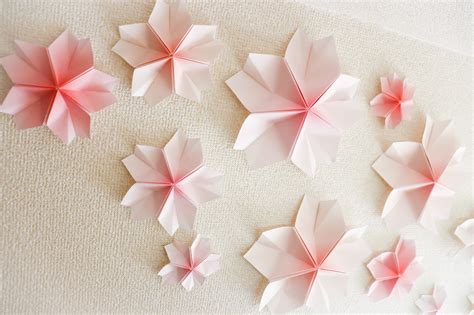 Printable Cherry Blossom 3d Wall Art Paper Craft Template Origami Kit