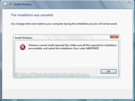 error 0x8007045d when install windows 8 developer preview