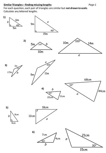 Similar Triangle Worksheets