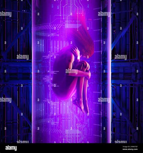 3d Illustration Of Science Fiction Scene Showing Human Female Figure