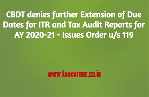 No Further Extension Of Due Dates For Itr And Tax Audit Reports For Ay