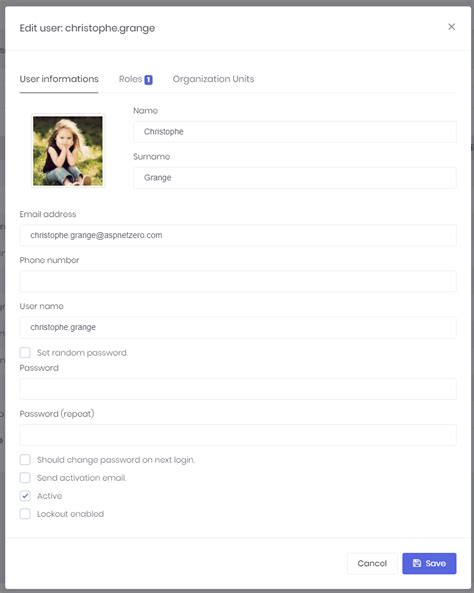 features angular user management asp zero documentation