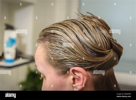 Washing Hair Before Coloring And Cutting Woman With Wet Hair Before