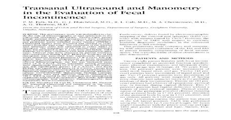 Transanal Ultrasound And Manometry In The Evaluation Of Fecal