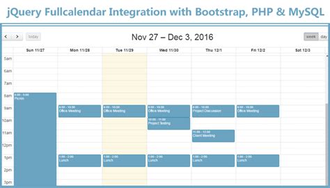 jquery fullcalendar integration with bootstrap php and mysql latest blog
