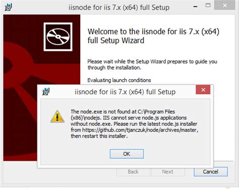 node js on iis installator search for node exe in wrong