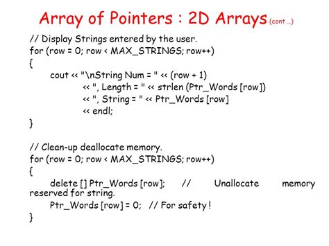 dynamically allocated 2d array c slide share
