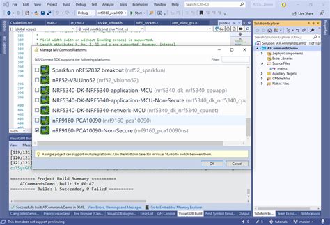 creating nrfconnect based projects for nrf9160 visualgdb tutorials