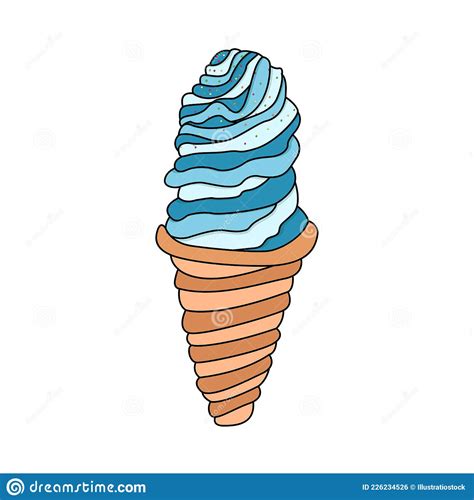 Isolated Sweet Ice Cream Dessert On A Cone Stock Vector Illustration