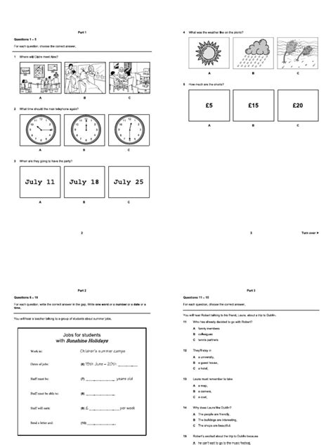 2 A2 Key 2020 Sample Tests Listening Question Paper