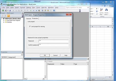 vba excel lock macros from viewing useful code