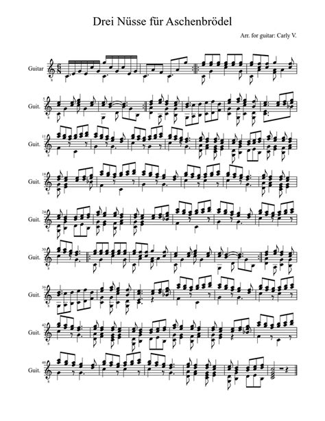 drei nüsse für aschenbrödel gitarre sheet music for guitar solo