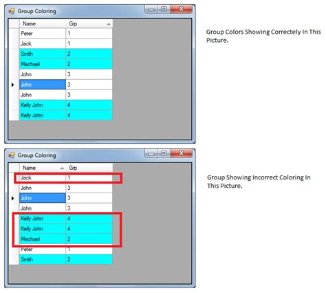 datagridview row color base on cell value group no stack