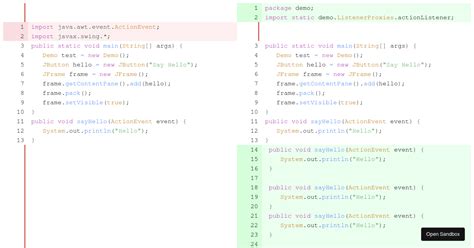 react diff view with code expansion forked codesandbox