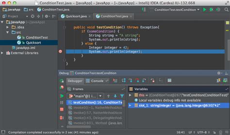 show local variables in debugger even with no debug info the intellij