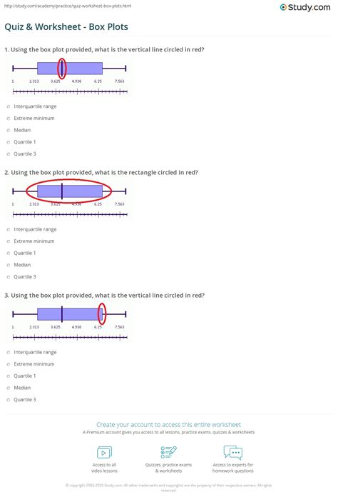 quiz and worksheet box plots