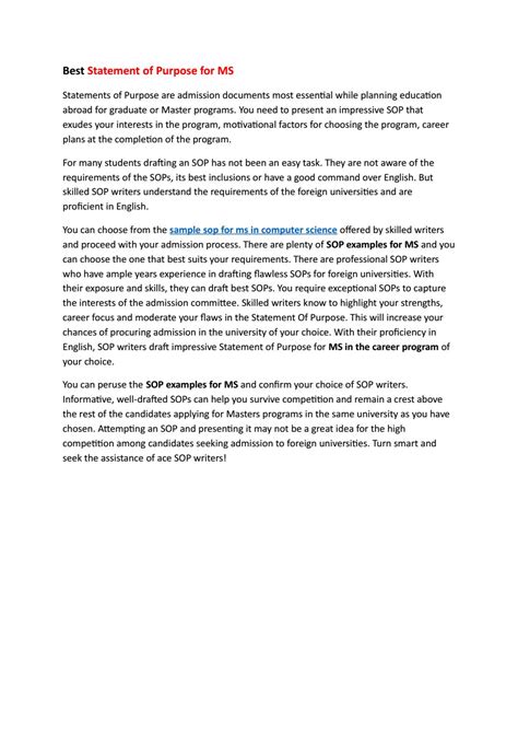 sample sop for ms in computer science by abhitamal issuu