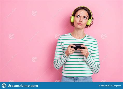 Photo Of Sad Millennial Bob Hairdo Lady Playstation Look Empty Space
