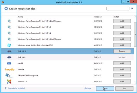 install php on windows server 2012